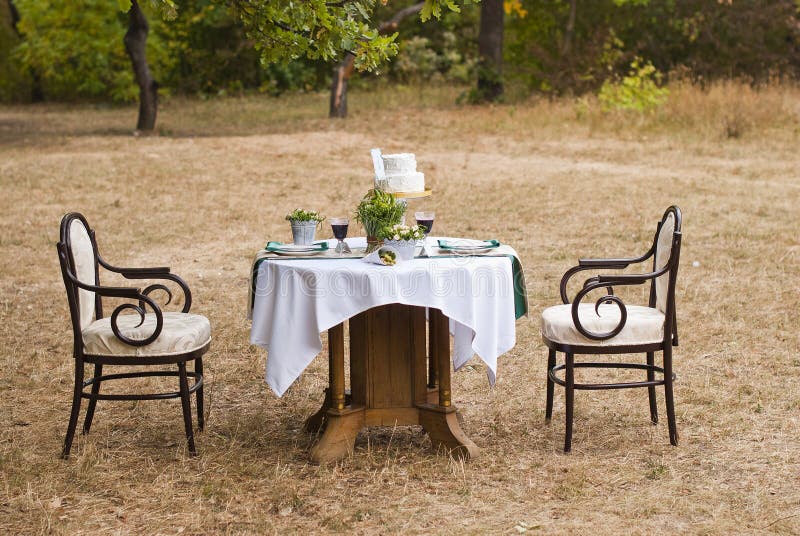 Decorated Table for Two with Floral Composition Stock Image - Image of ...