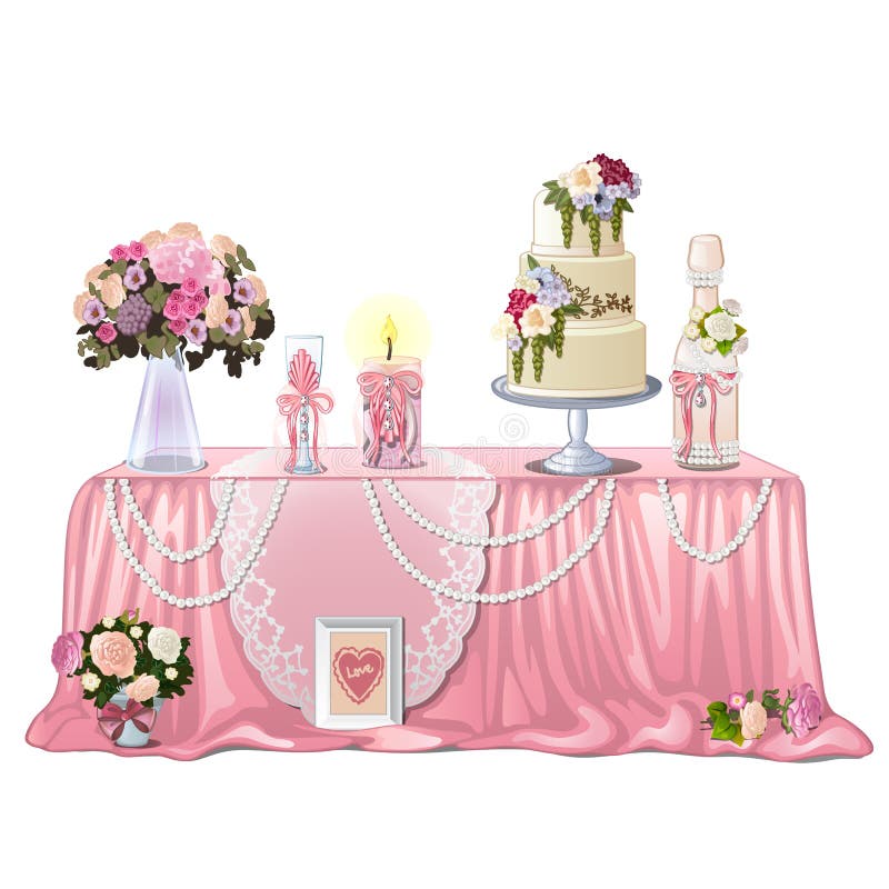 Decorated Table with Wedding Paraphernalia Isolated on White Background ...
