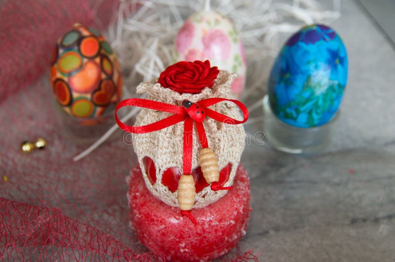 Decorated with Textiles Easter Eggs. Stock Photo - Image of decorated ...