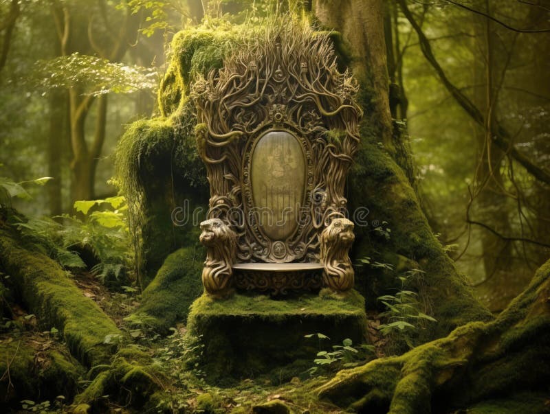 Decorated Throne. the Green Throne Standing in the Forest. Stock ...