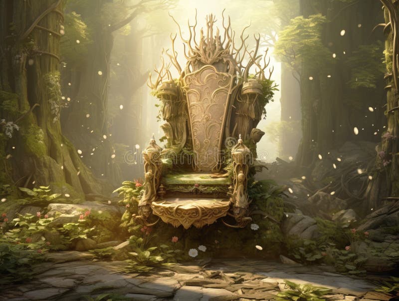 Decorated Throne. the Green Throne Standing in the Forest. Stock Image ...