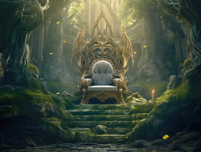 Decorated Throne. the Green Throne Standing in the Forest. Stock Photo ...