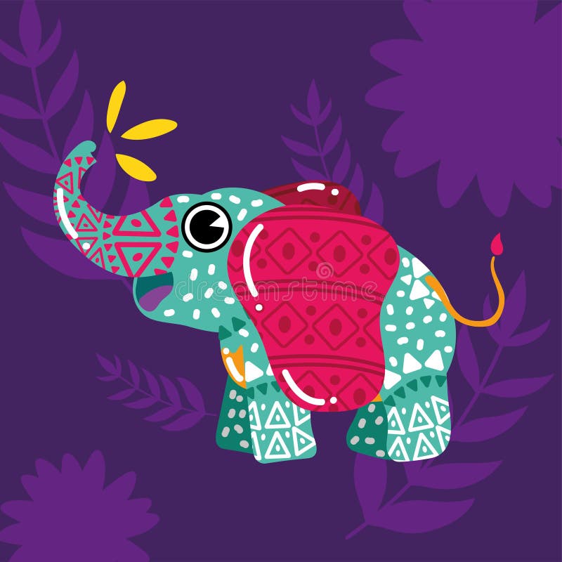Decorated Tribal Elephant. Vector Stock Vector - Illustration of ...