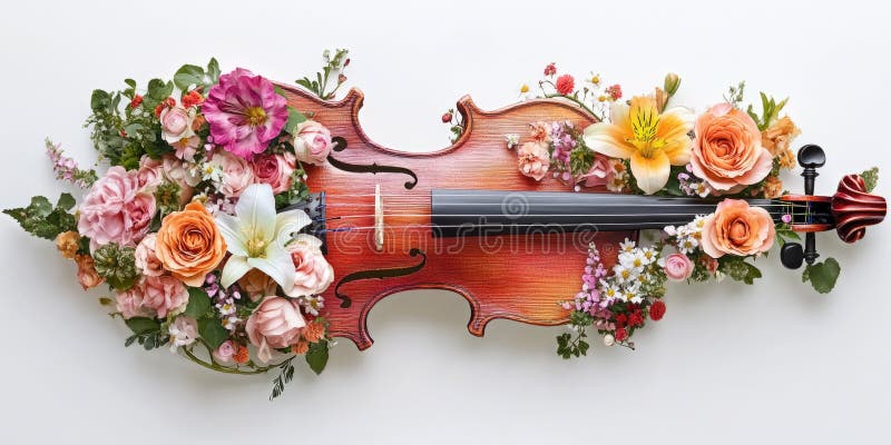 Decorated Violin with Floral Design Stock Image - Image of musician ...