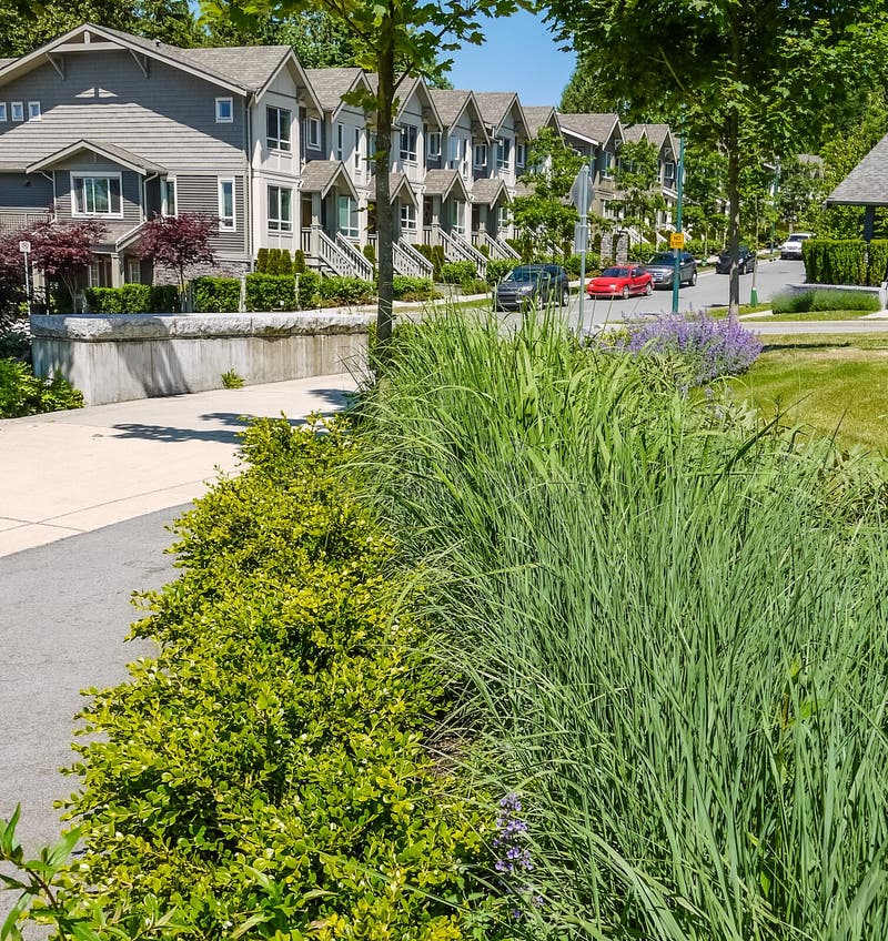 Decorated Walkway Leading To the Complex of Townhouses. Stock Image ...