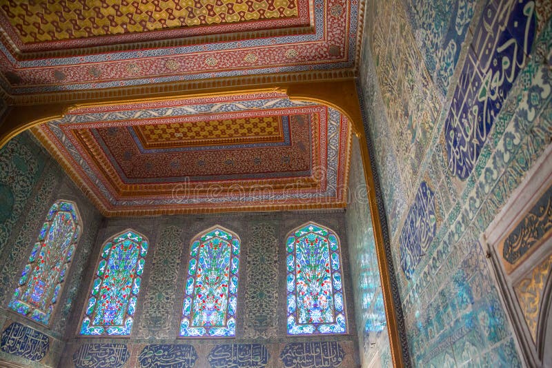 Decorated Wall and Roof in Topkapi Palace Stock Image - Image of ...