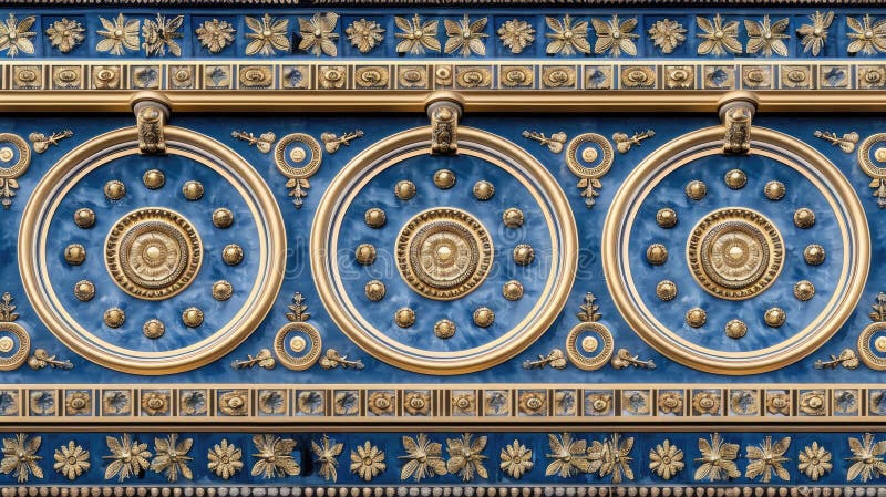 Decorated Wall Showcases Classical Architecture with Ornate Details and ...