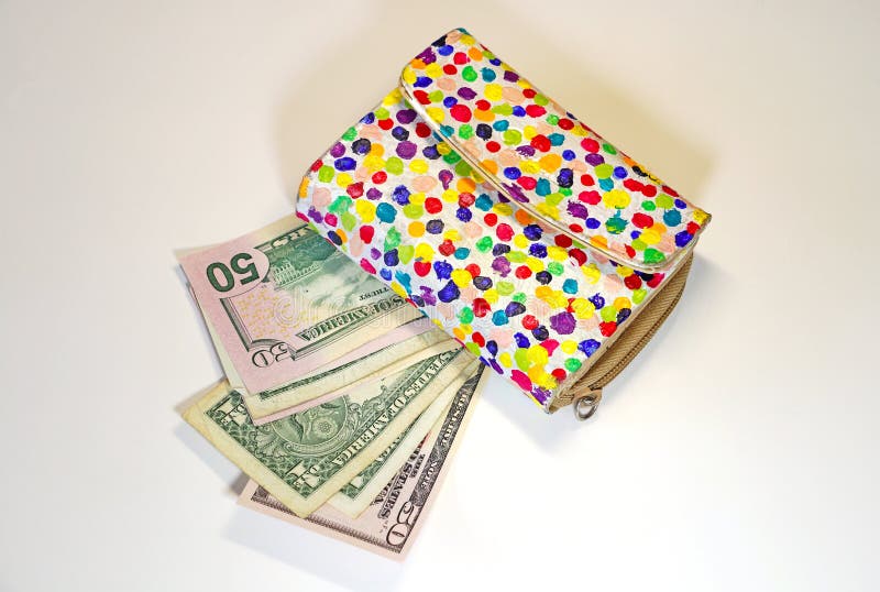 Decorated wallet and money stock image. Image of billing - 169679475