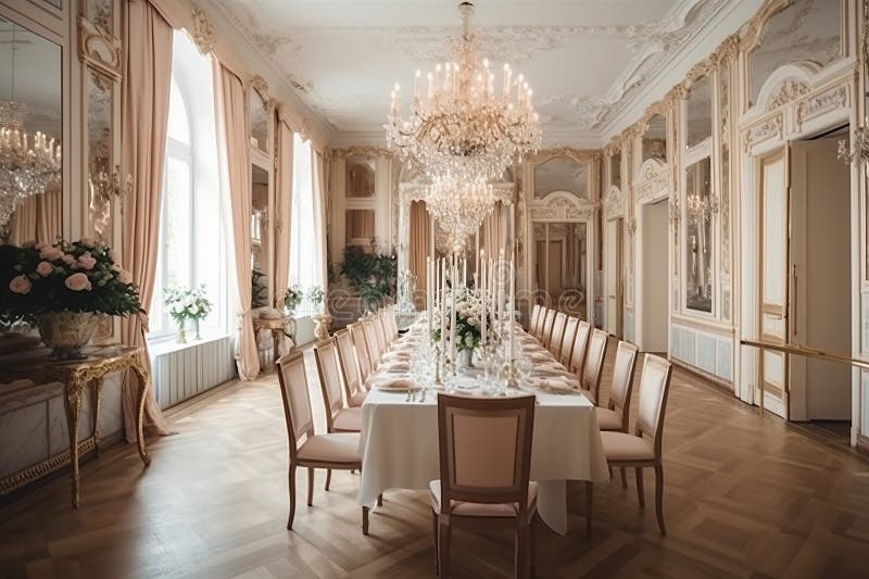 Decorated Wedding Banquet Hall in Classic Style. Restaurant Interior ...