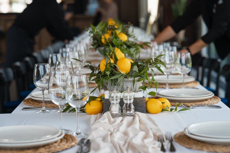 Decorated Wedding Banquet Hall in Classic Style. Stock Photo - Image of ...