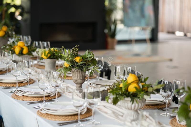 Decorated Wedding Banquet Hall in Classic Style. Stock Image - Image of ...