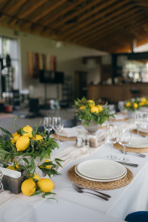 Decorated Wedding Banquet Hall in Classic Style. Stock Photo - Image of ...