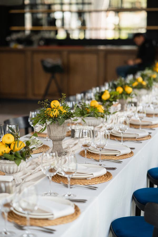 Decorated Wedding Banquet Hall in Classic Style. Stock Image - Image of ...