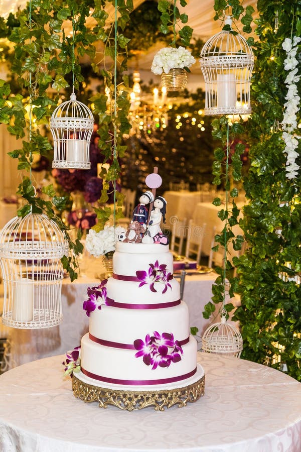 Decorated Wedding Cake in the Event Room Stock Photo - Image of food ...