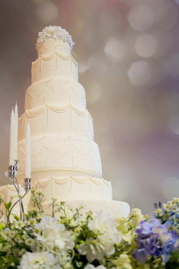 Decorated Wedding Cake in Luxury Ballroom Stock Photo - Image of ...