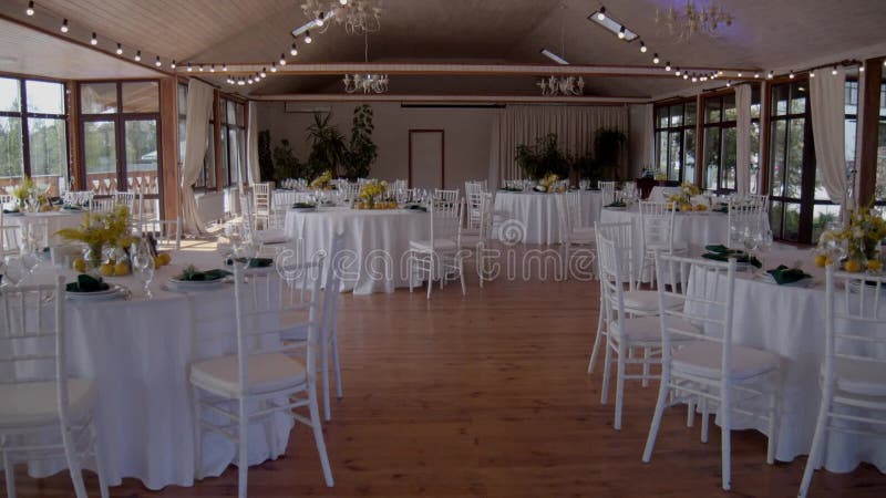 Decorated Wedding Hall in Rustic Interior. Wedding Hall Setting Decor ...