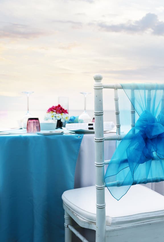 Decorated Wedding Table at Reception Beach Resort Stock Image - Image ...