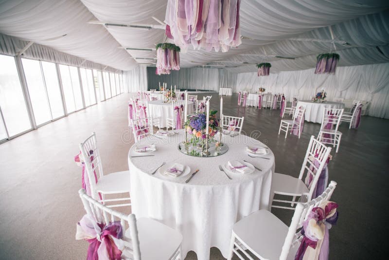 Decorated Wedding Table Setting with Candles Stock Photo - Image of ...