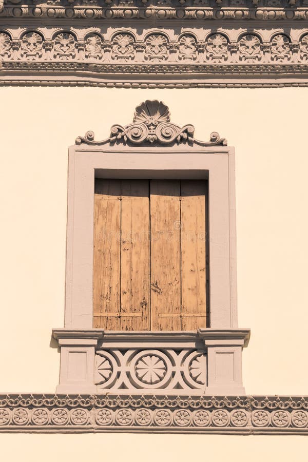 Decorated Window of an Italian Villa. Stock Photo - Image of square ...