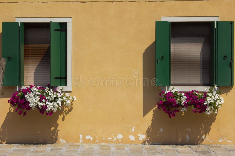Decorated Windows with Vase of Flowers Stock Photo - Image of beauty ...