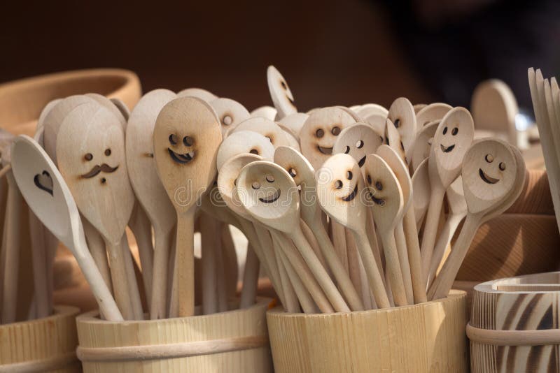 Decorated wooden spoons stock photo. Image of food, kitchen - 139067918