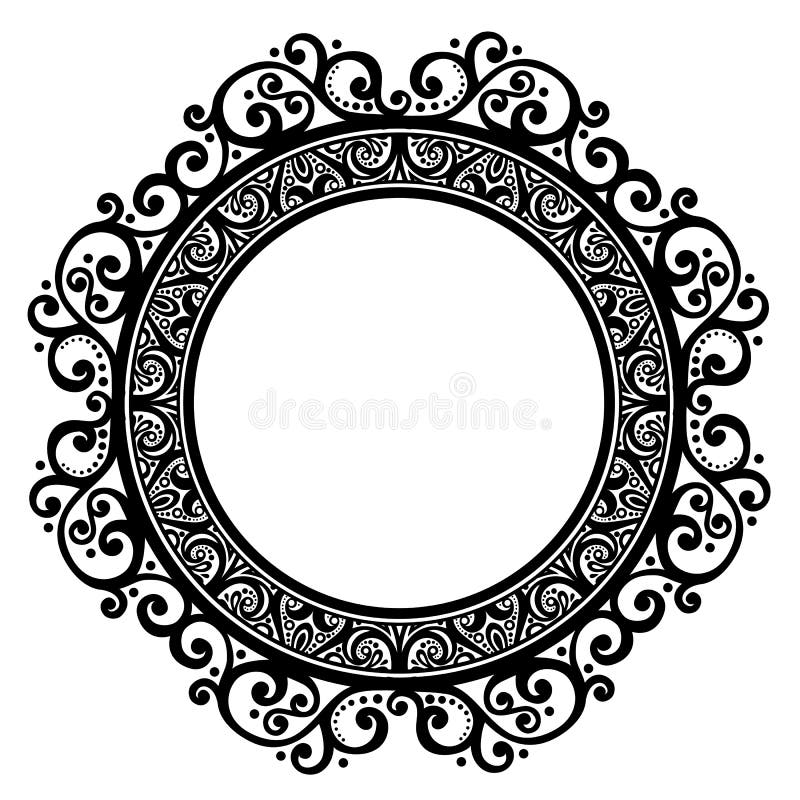 Rond Kader Met Decoratieve Bladeren. Vector Illustratie - Illustration ...