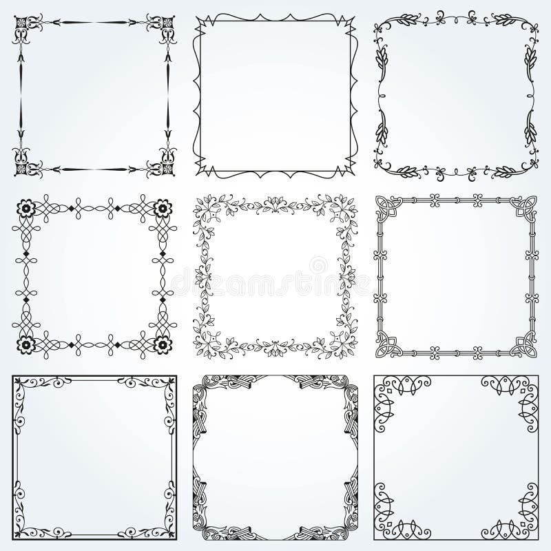 Decoratieve Kaders En Rand Vierkant Vastgestelde Vector Vector ...