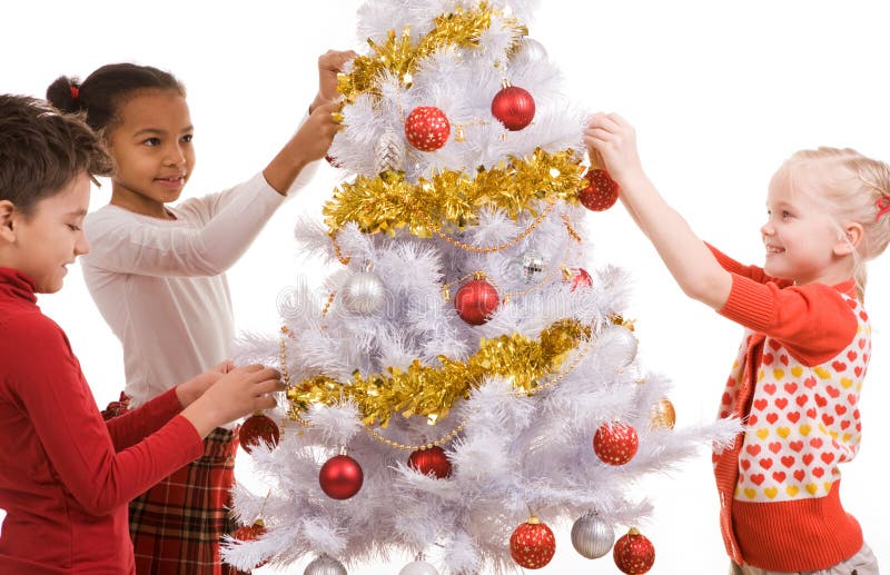 Decorating Christmas tree stock image. Image of people - 12085817