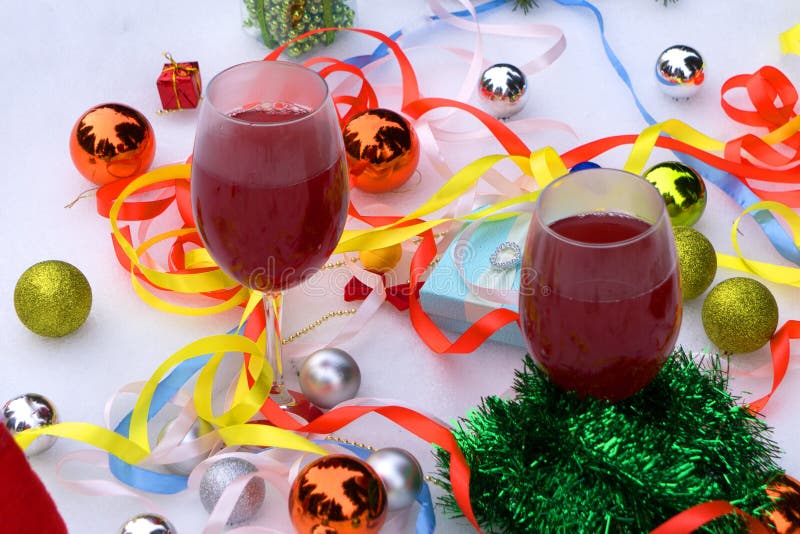 Decorating with Festive Mood. a Glass of Red , Stock Photo - Image of ...