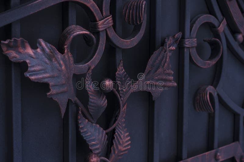 Decorating Forged Metal Doors in Dark Colors Stock Image - Image of ...