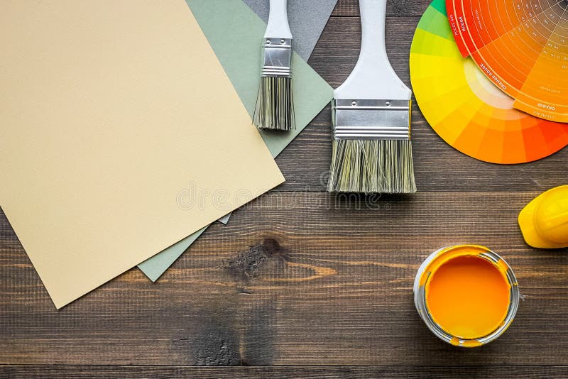 Decorating and House Renovation Tools and Accessories on Wooden Table ...