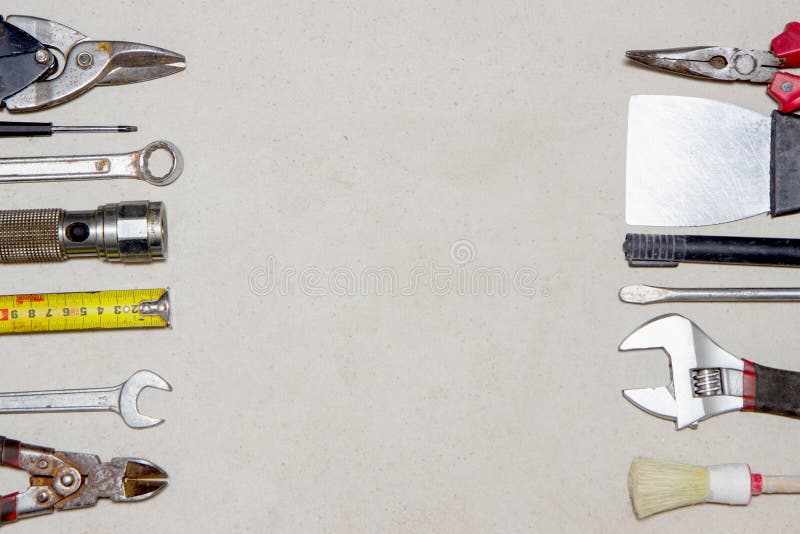 Decorating and House Renovation Tools and Other Essentials on White ...