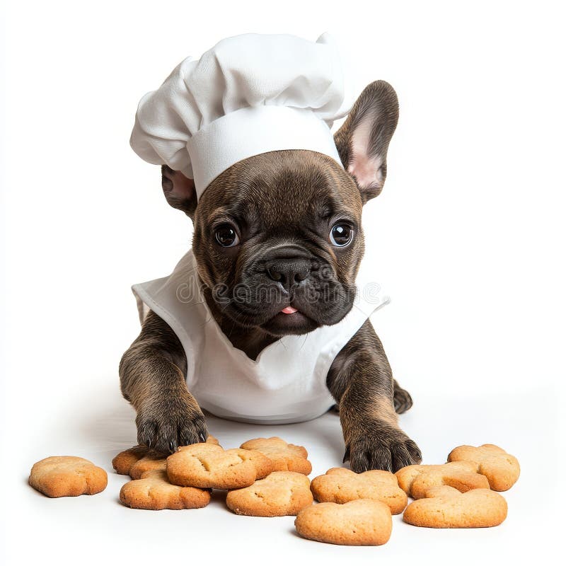 Decorating the Photoroom in a Pastel Outfit is a Tiny Puppy Chef on a ...