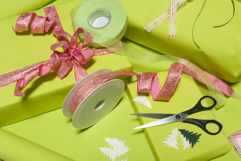 Decorating presents stock image. Image of table, roll - 62644903