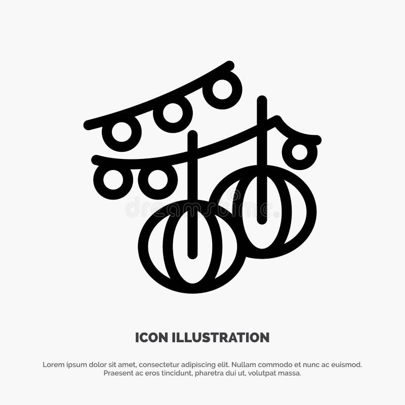 Decoration, Balls, Hanging, Lantern Line Icon Vector Stock Vector ...