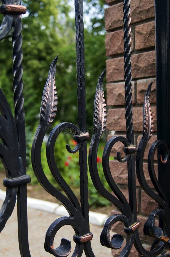 Decoration with Beautiful Forged Fence Elements Stock Image - Image of ...