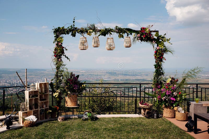 Decoration with Bird Cages and Plants in the Balcony for a Summer Party ...