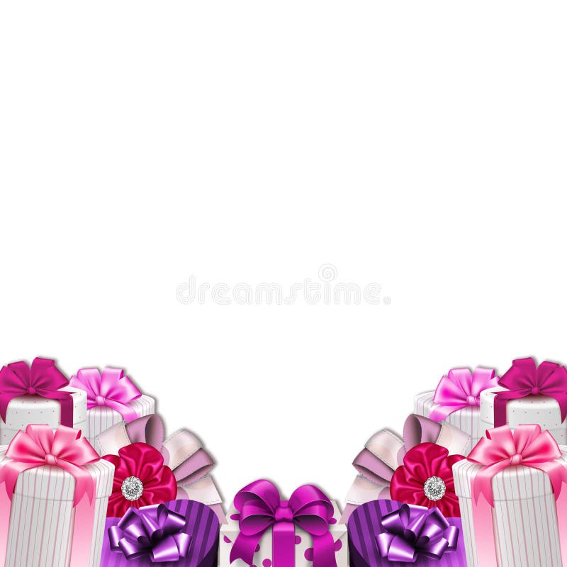 Decoration Border - Frame - Gift Boxes with Bows and Ribbons Stock ...