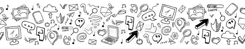 Decoration, Border Pattern in Vector Design with Social Media Objects ...