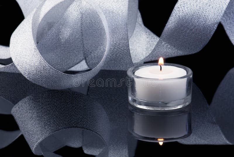 Decoration with Candle and Ribbon Stock Photo - Image of closeup ...