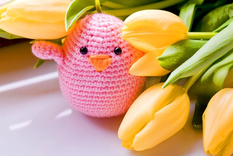 Decoration chick and tulip stock photo. Image of chick - 28543322