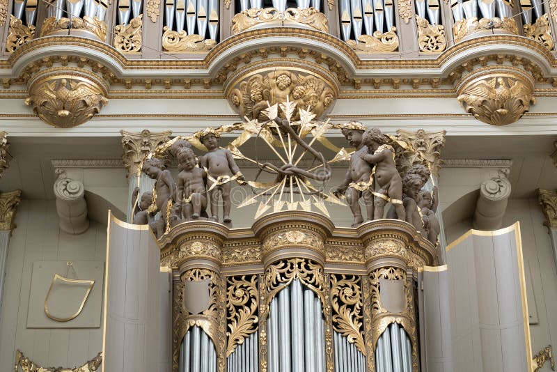 Decoration Elements in a Protestant Church Stock Photo - Image of city ...