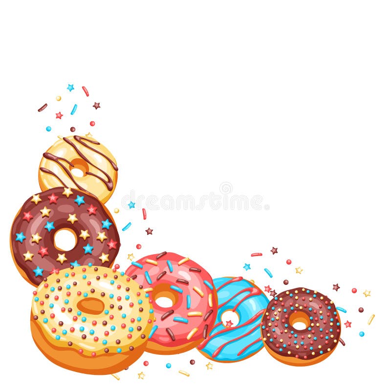 Frame with Glaze Donuts and Sprinkles. Stock Vector - Illustration of ...