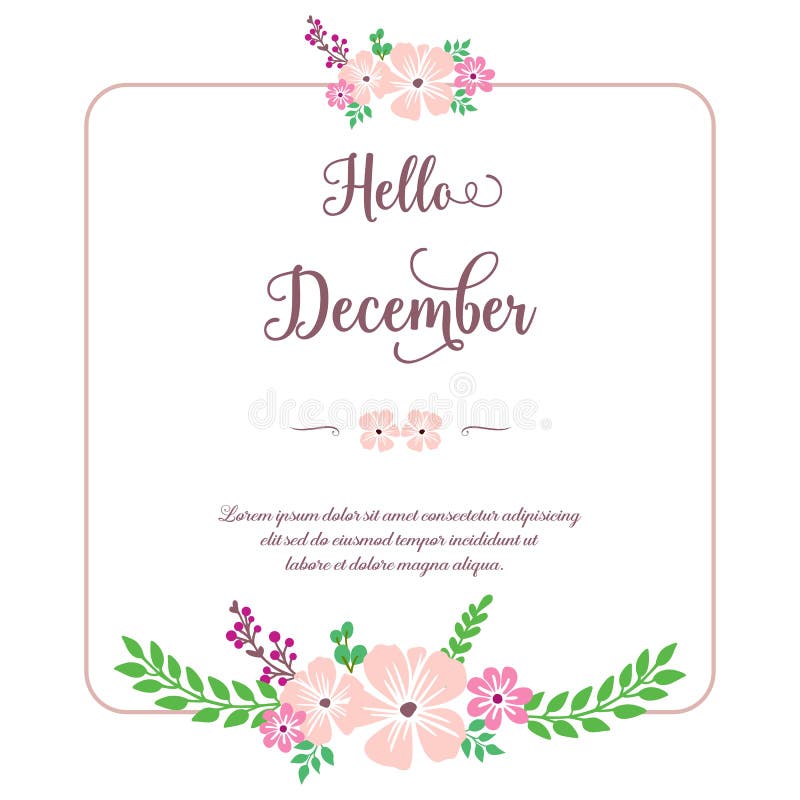Decoration of Greeting Card Hello December, with Abstract Green Leaf ...