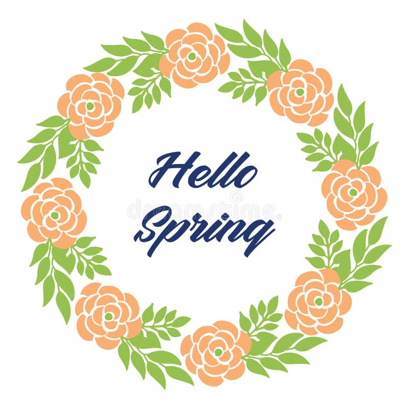 Decoration of Hello Spring Greeting Card, with Seamless Orange Rose and ...