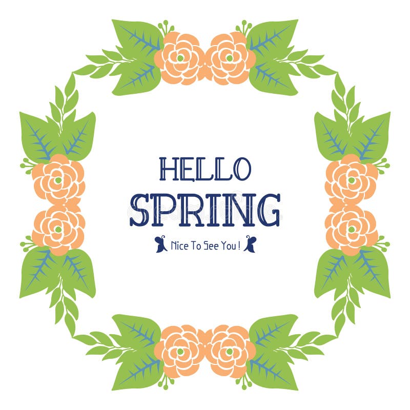 Decoration of Hello Spring Greeting Card, with Seamless Orange Rose and ...