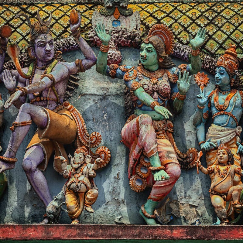 Decoration on the Hindu Temple Wall. Figures of Dancing People Stock ...