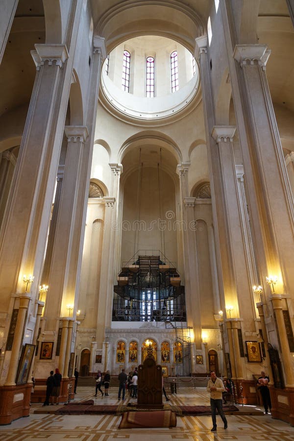 Inside Holy Trinity Cathedral Of Tbilisi, Georgia. Editorial Photo ...