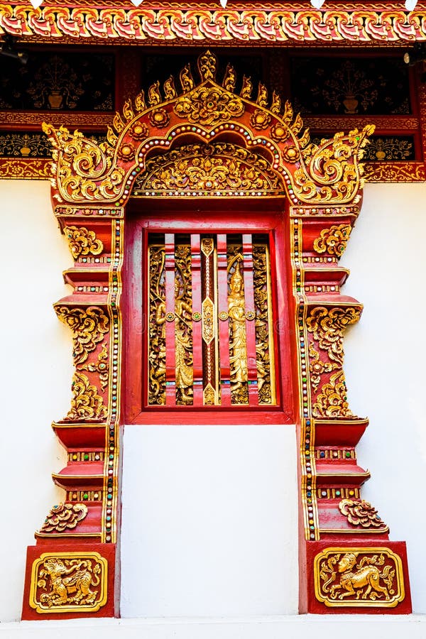 Decoration on Lanna Style Temple Window Stock Photo - Image of chiang ...