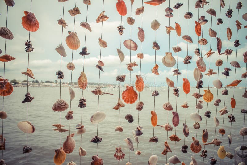 Decoration Made of Many Colorful Hanging Shells Stock Photo - Image of ...